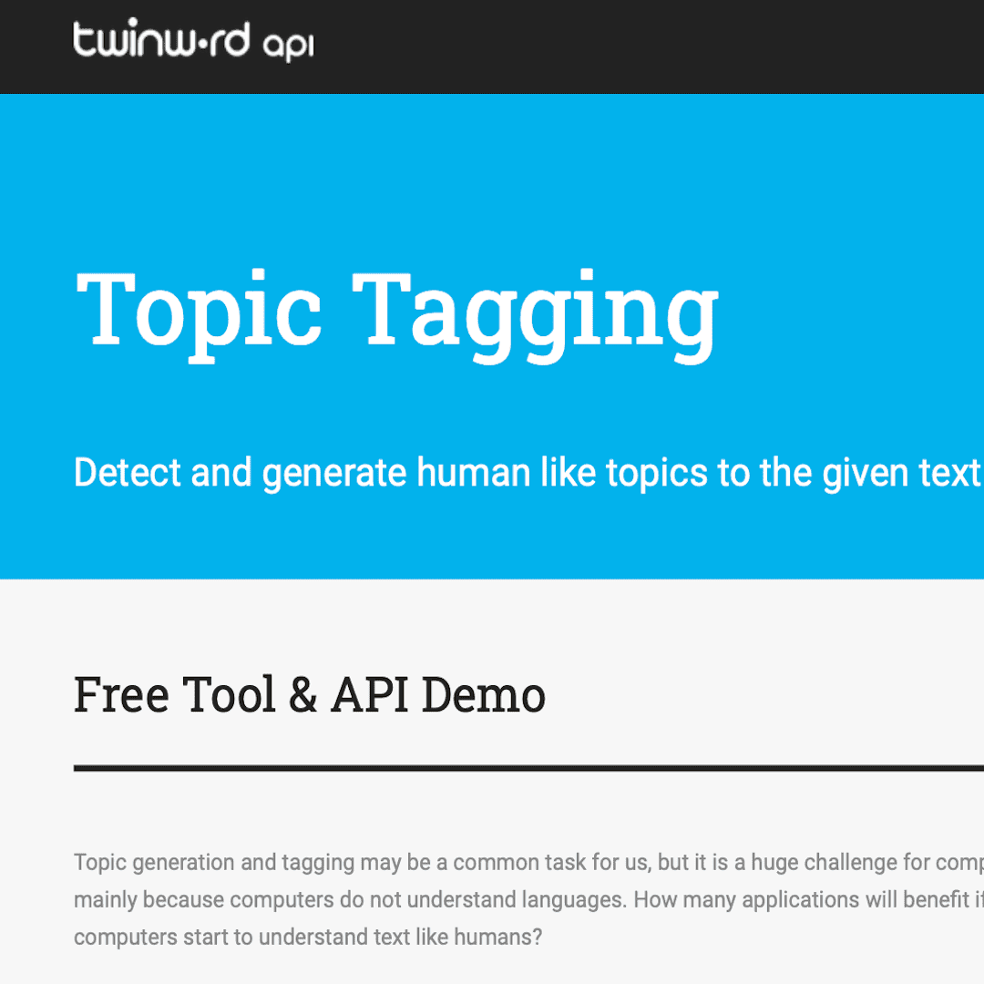 Multi-Word Topic Tagging API (Keyword Generator) - Twinword